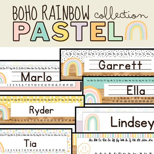 Pastel Boho Rainbow Teacher Toolbox Labels editable - Etsy