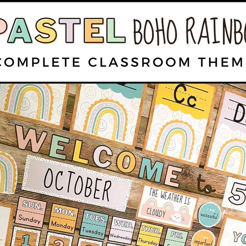 Modern Boho Rainbow Classroom Complete Bundle editable - Etsy