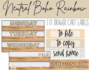 Boho Rainbow Drawer Labels (10 Cart) *editable - Etsy