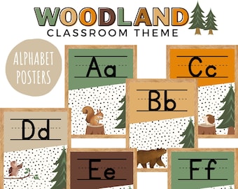 WOODLAND ALPHABET POSTERS, Printable Woodland Theme, Alphabet Classroom ...