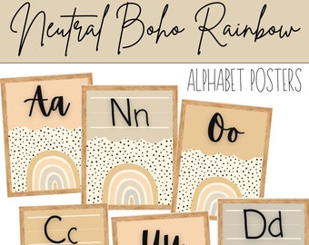 Neutral Boho Rainbow Classroom Labels editable | Etsy
