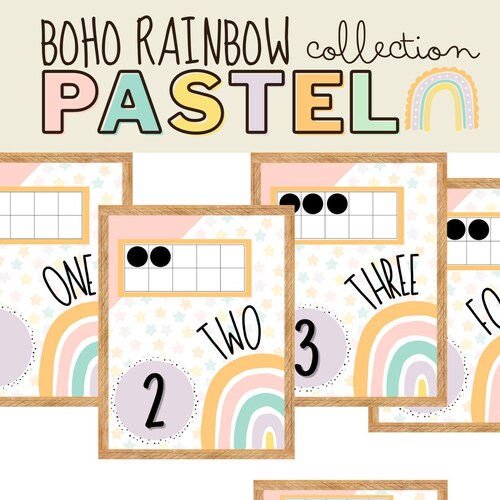 Pastel Boho Rainbow Classroom Shape Posters - Etsy