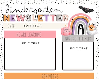Editable School Newsletter Monthly Newsletter October - Etsy