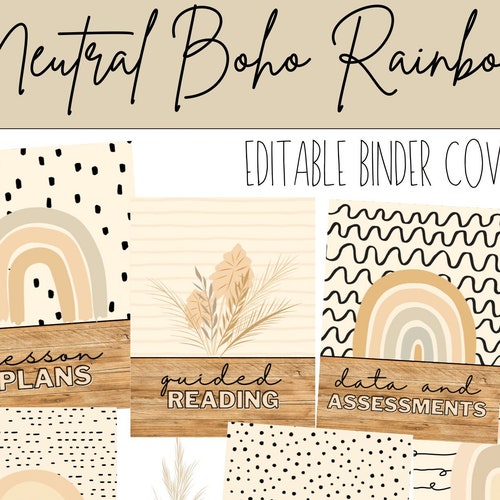 Neutral Boho Rainbow Classroom Calendar editable - Etsy