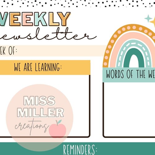 Bright Newsletter Template Editable Rainbow Monthly - Etsy