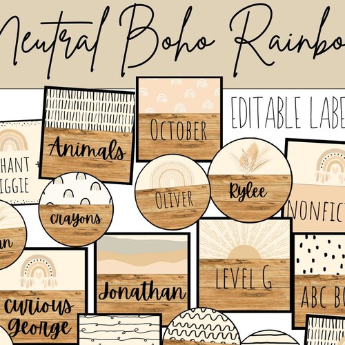 Neutral Boho Rainbow Classroom Alphabet - Etsy