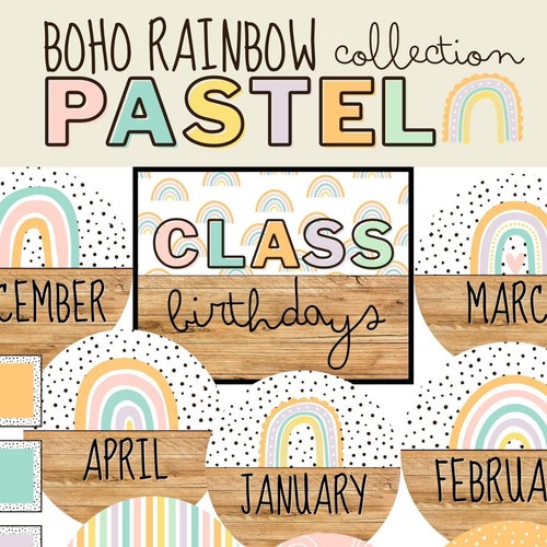Boho Rainbow Birthday Classroom Display Classroom Monthly - Etsy