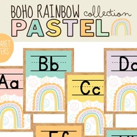 Pastel Doodles Alphabet Posters | Print + Cursive Alphabet | Editable ...