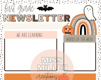 October PTO PTA Newsletter Flyer, Halloween Printable Handout, School ...