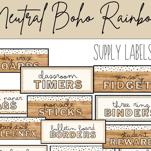 Neutral Boho Rainbow Complete Classroom Collection - Etsy