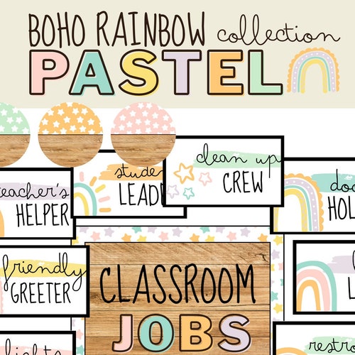 Pastel Boho Rainbow Class Birthday Display editable - Etsy