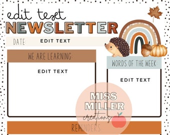 Editable School Newsletter Monthly Newsletter October - Etsy