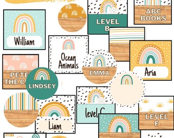 Boho Rainbow Classroom Labels Boho Rainbow Editable Rainbow Classroom ...