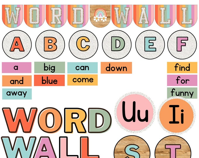 Retro Word Wall Display, Groovy Word Wall Display, Printable Word Wall ...