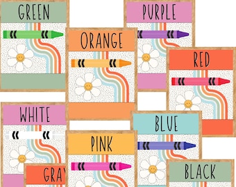 Color Posters for Boho Rainbow Classroom Decor Theme Editable Classroom ...