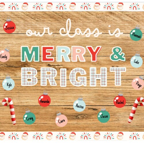 Merry and Bright Christmas Classroom Bulletin Board Bulletin - Etsy
