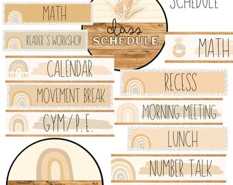 Boho Rainbow EDITABLE Schedule Cards Rainbow Classroom Decor - Etsy