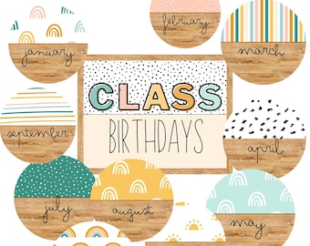 BOHO Birthday Chart L Editable - Etsy