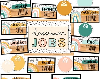 Modern Boho Rainbow Classroom Labels editable - Etsy