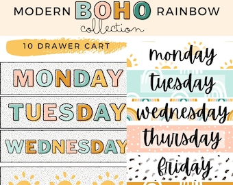 EDITABLE Boho 10 Drawer Rolling Cart Labels - Etsy