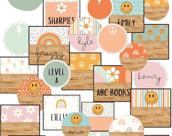 Boho TROPICS 10-drawer Cart Labels editable Features - Etsy