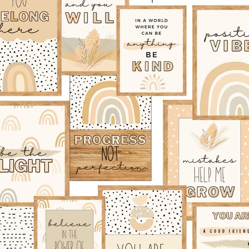 Neutral Boho Rainbow Shape Posters - Etsy