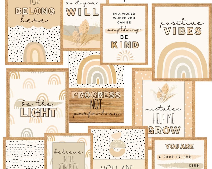 Neutral Boho Rainbow Binder Covers [editable] - Etsy Canada