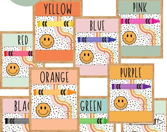 Groovy Boho Classroom Shape Posters | Etsy