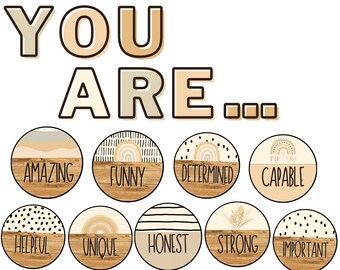 Neutral Boho Rainbow Classroom Calendar editable | Etsy