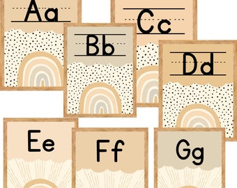 Neutral Boho Rainbow Classroom Math Displays | Etsy