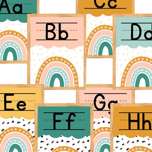 Neutral Boho Rainbow Classroom Jobs Display editable | Etsy