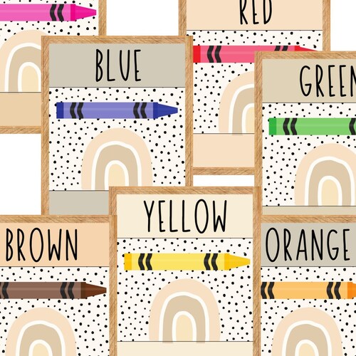Neutral Boho Rainbow Classroom Labels editable - Etsy
