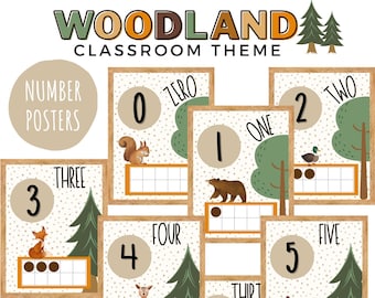 WOODLAND NUMBER POSTERS, Printable Woodland Theme, Numbers 1-20 ...