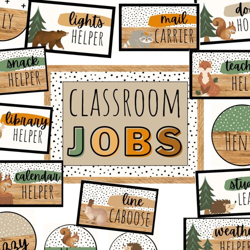 Woodland Classroom Jobs Display editable | Etsy