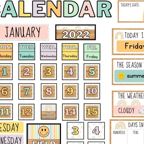 Pastel Boho Rainbow Classroom Door Display editable Features - Etsy