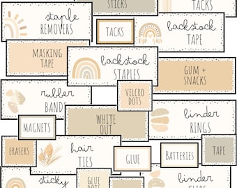 Neutral Boho Teacher Toolbox Drawer Labels EDITABLE - Etsy