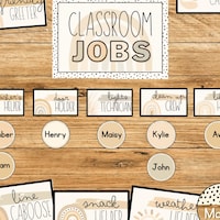 Boho Classroom Jobs Display | Editable Powerpoint and Canva | Ready-to ...