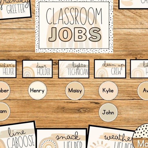 Neutral Boho Rainbow Classroom Labels editable - Etsy