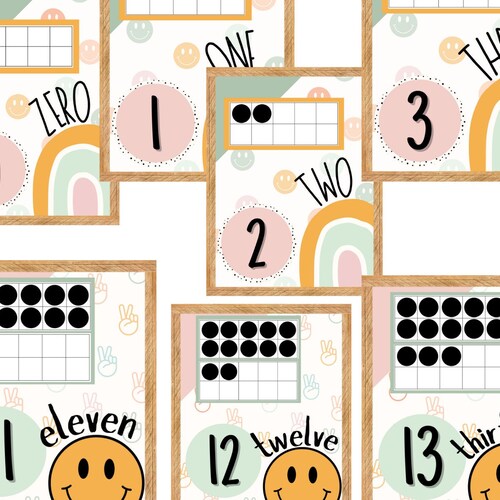 Groovy Boho Classroom Number Posters - Etsy