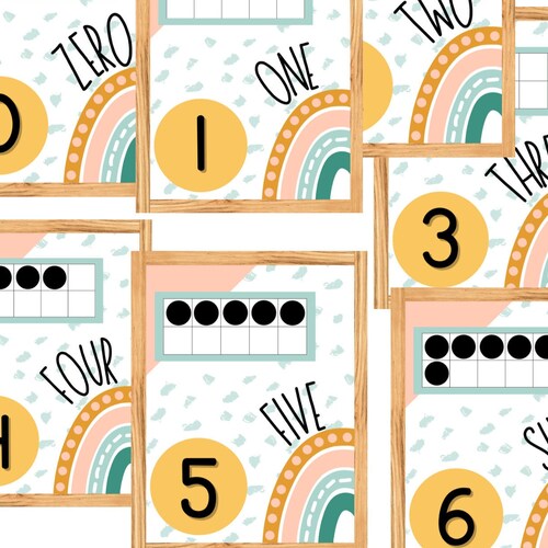 Pastel Boho Rainbow Classroom Number Posters - Etsy