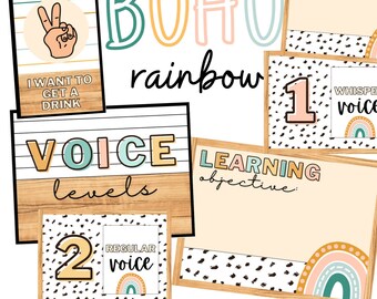 Modern Boho Rainbow Classroom Color Posters | Etsy