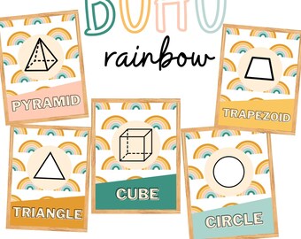 Modern Boho Rainbow Classroom Color Posters | Etsy