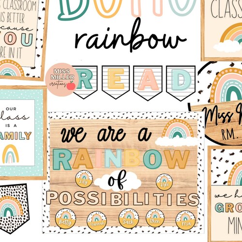 Boho Rainbow Editable Labels - Etsy