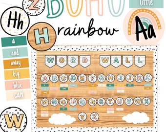 Modern Boho Rainbow Classroom Labels editable | Etsy