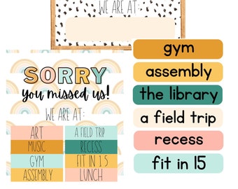 Modern Boho Rainbow Where Are We Classroom Door Sign [editable] - Etsy