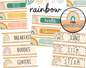Modern Boho Rainbow Classroom Word Wall editable | Etsy