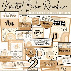 Neutral Boho Rainbow Complete Classroom Collection - Etsy