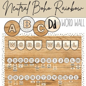 Neutral Boho Rainbow Word Wall [editable] - Etsy