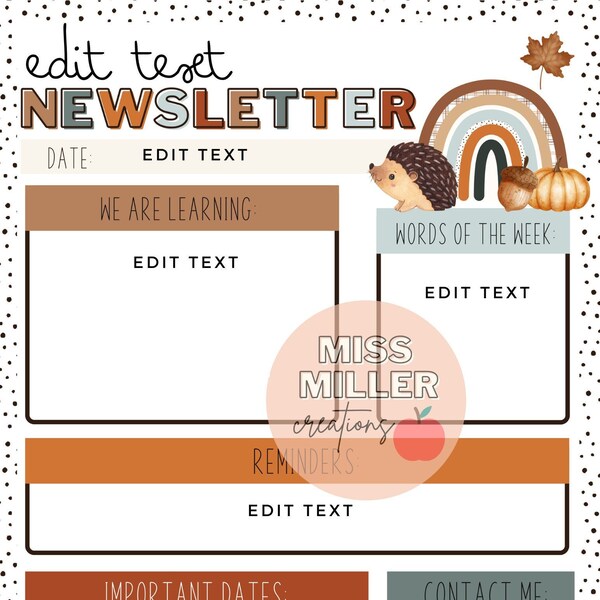Newsletter Template Editable - Etsy