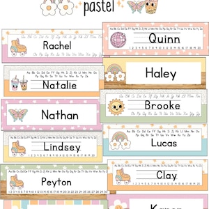 Groovy Pastel Desk Plates [editable] - Etsy